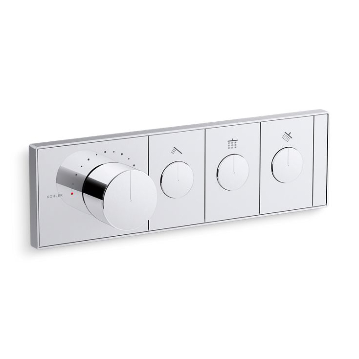 Kohler® 26347-9-CP Anthem™ Three-Outlet Thermostatic Valve Control ...