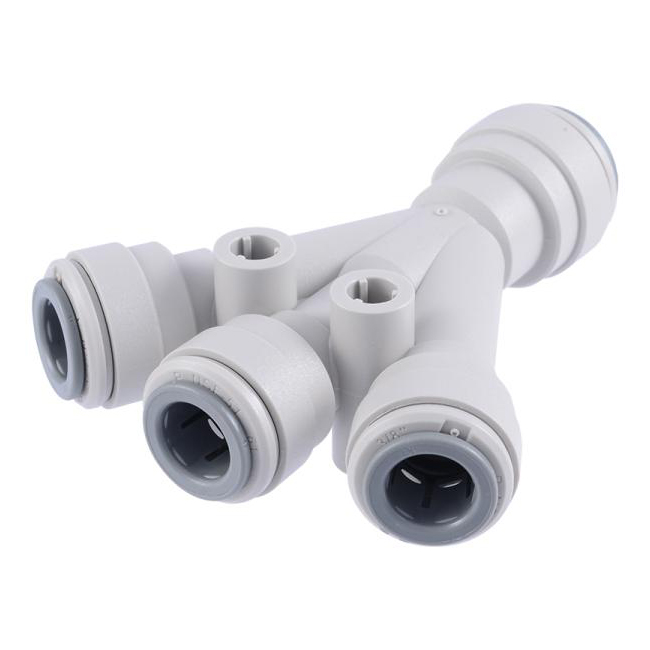 John Guest® PI491212S-R 3-Way Divider With Red Collet, 3/8 in, Tube OD ...