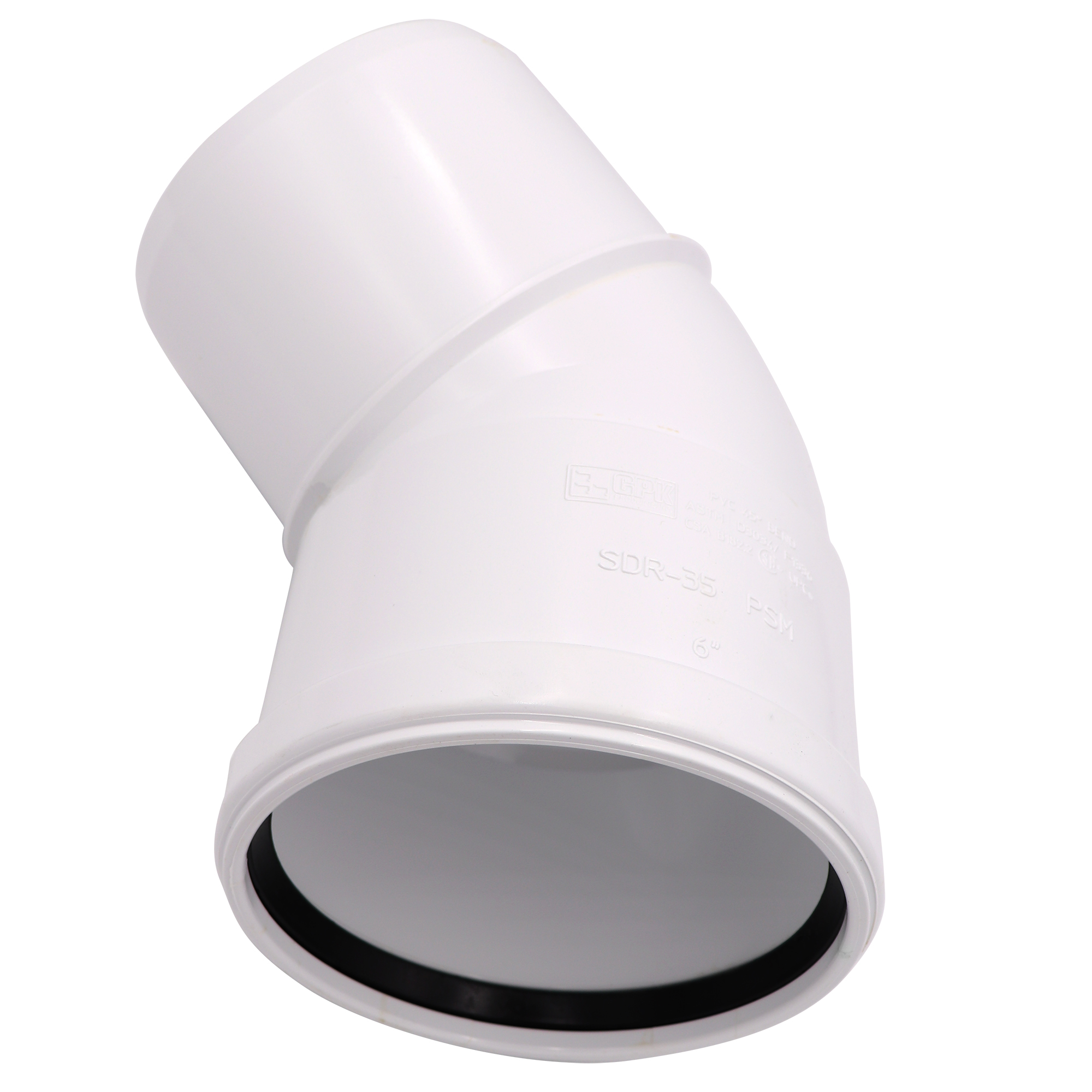 122-0008 Sewer 45 deg Elbow, 8 in, SolventxGasket, SDR 35, PVC | First ...