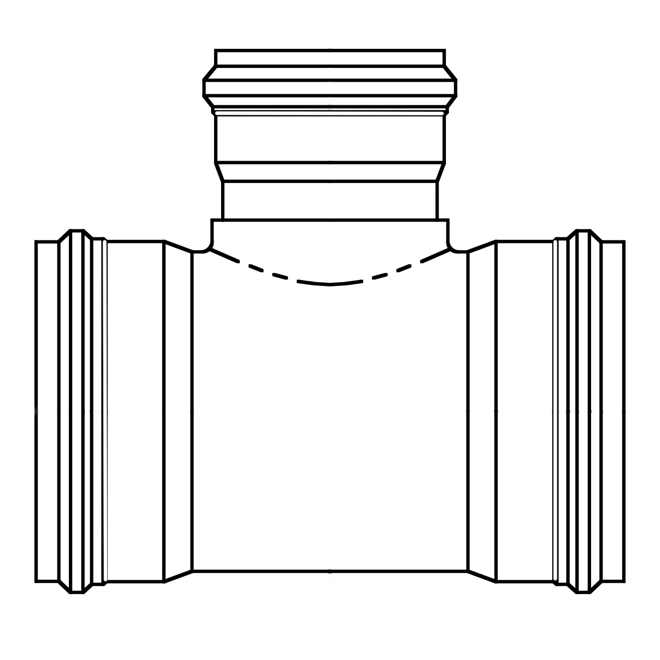 103-0128 12"x8" Reducing PSM Tee, Gasket, SDR 35, PVC, Fabricated ...