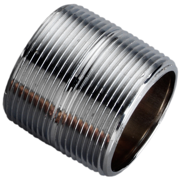 3004 001 1 4 Close Nipple MNPT Brass Chrome Plated 7 8 Length