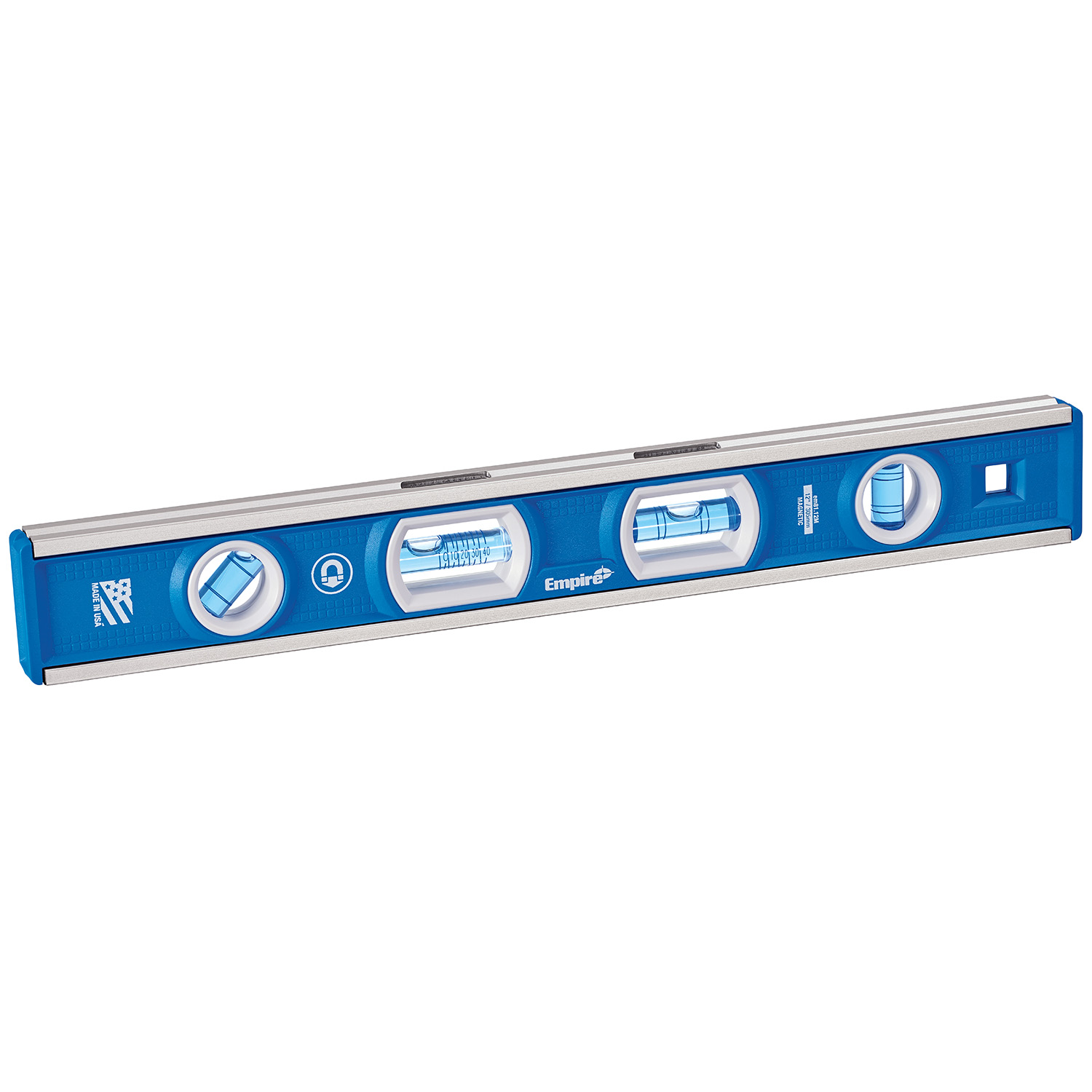 EM81.12M True Blue® Magnetic Box Level, Metric, 12 in L, 3 Vials ...