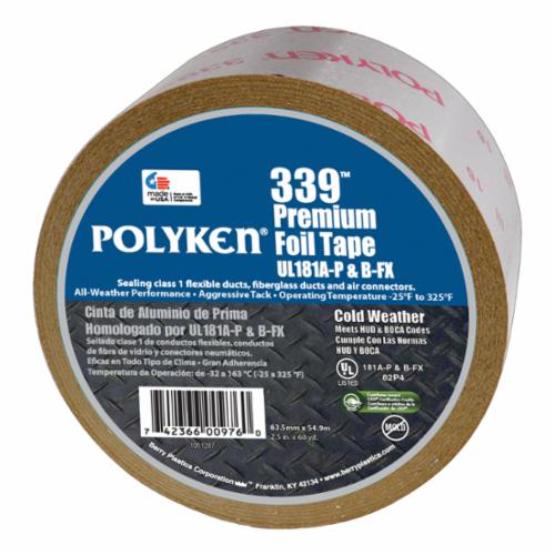 Polyken® 1087637 339 Cold Weather Premium Foil Tape, 72 mm Wx60 yd L, 4 ...