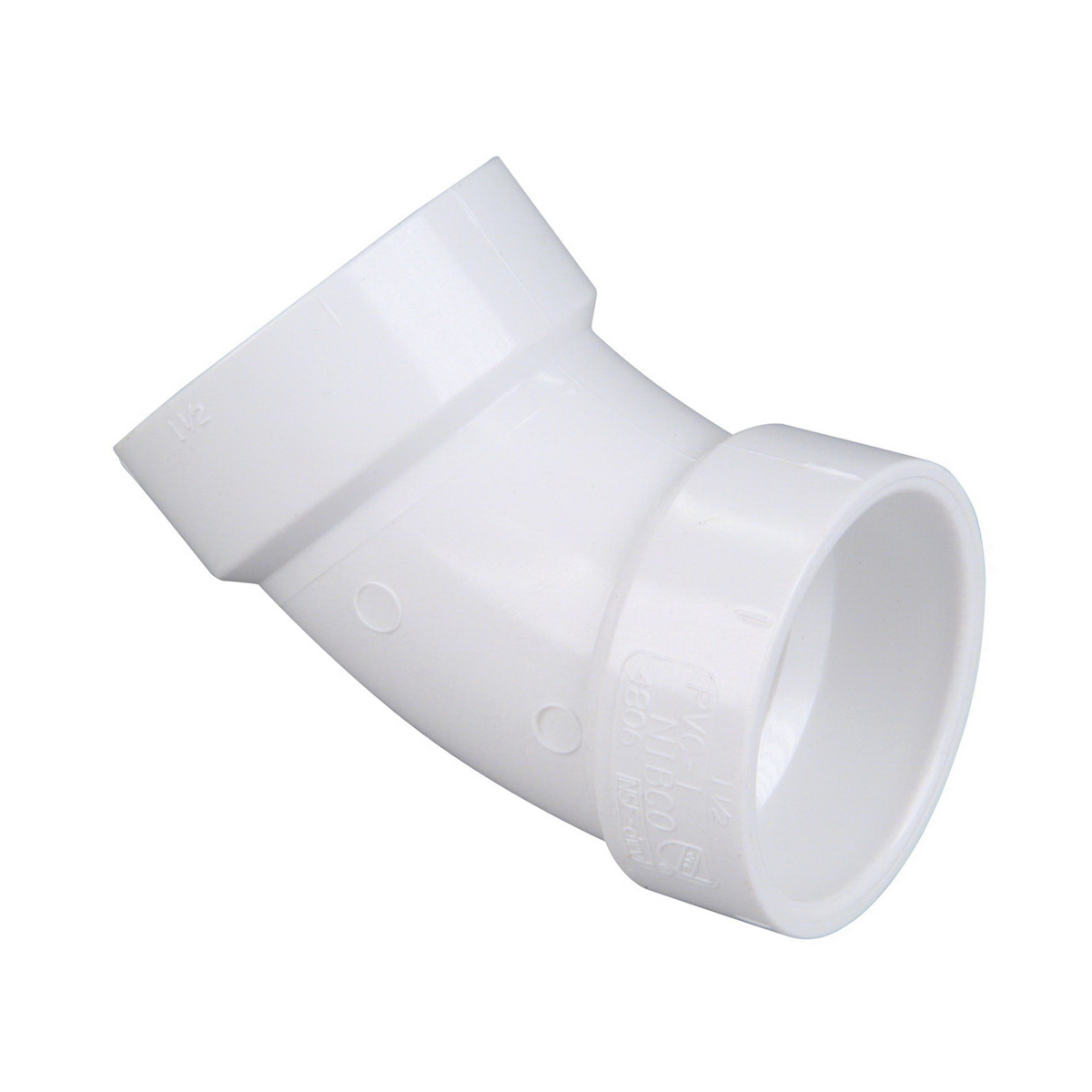 45 deg DWV Bend, 4 in Nominal, Hub End Style, SCH 40/STD, PVC | First ...